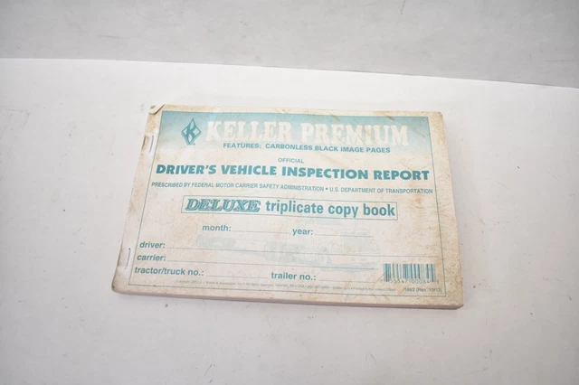KELLER PREMIUM DRIVERS Vehicle Inspection Report Deluxe Triplicate Copy ...