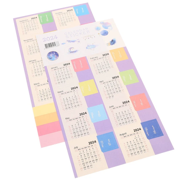 10 SETS 2024 Full Year Calendar Index Label Sticker 4pcs/set Stickers ...