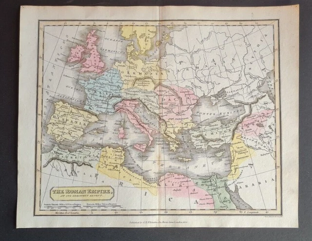 ANTIQUE (1827) MAP of Ancient Roman Empire - Neele & Sons - Rev. J ...