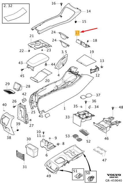 NUOVA VOLVO XC40 Trasmissione Tunnel Console Pannello Assetto 31469019 ...