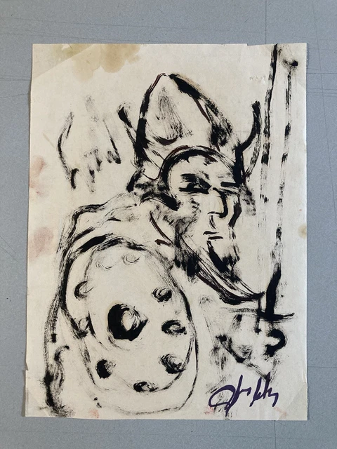 VERY BEAUTIFUL DRAWING Ink Portrait Warrior Expressionism Art 1960 To ...