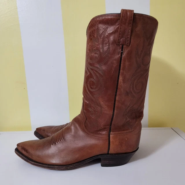VINTAGE DAN POST Brown Leather Western Cowboy Boots Mens 11D £44.76 ...