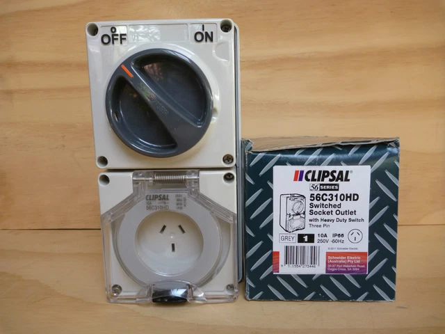 CLIPSAL 56C310HD SWITCHED SOCKET OUTLET Three Pin. 250V, 50Hz, 10A ...