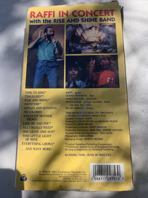 RAFFI IN CONCERT With the Rise and Shine Band (VHS, 1988) #143 $40.46 ...