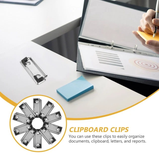 10PCS WRITING FILE Clipboards Clips Metal Board Clips Multi-use ...