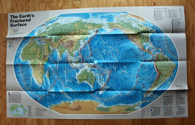 NATIONAL GEOGRAPHIC MAP Only April 1995 Earth's Fractured Surface ...
