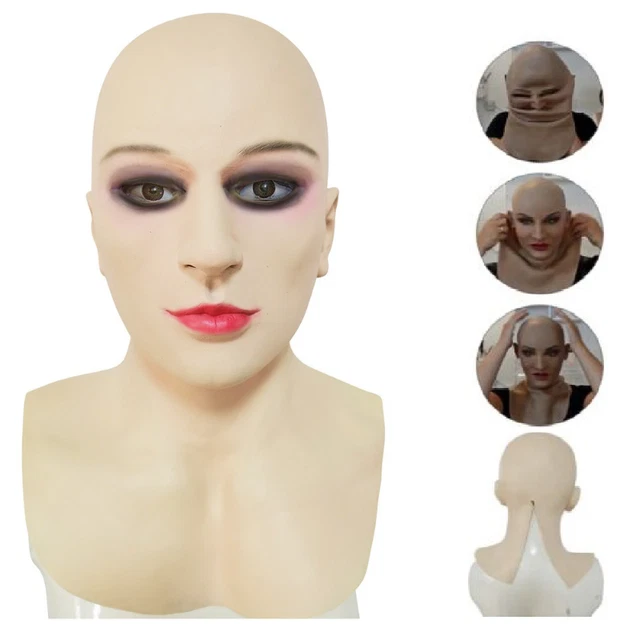 HOT LATEX SILICONE Mask Realistic Female Woman Face Cover Crossdress ...