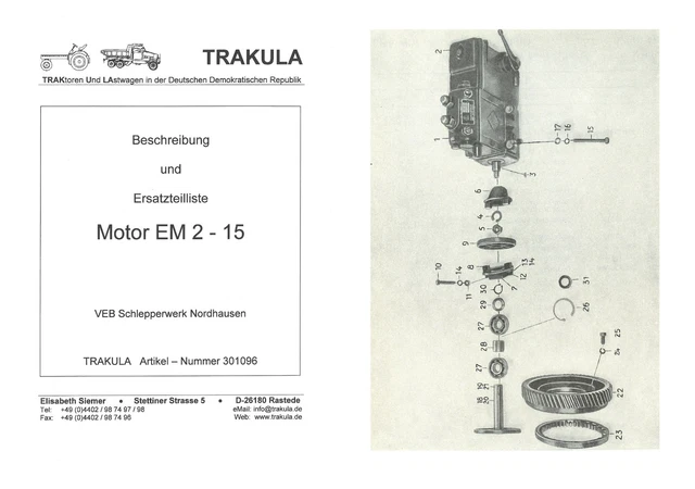 REPARATUR MOTOR EM 2-15 Schlepper RS 04 IFA DDR Nordhausen ...
