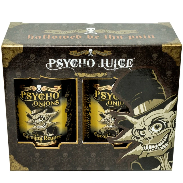 PSYCHO JUICE PICKLES Hot Spicy Pickled Onions Carolina Reaper Chilli ...