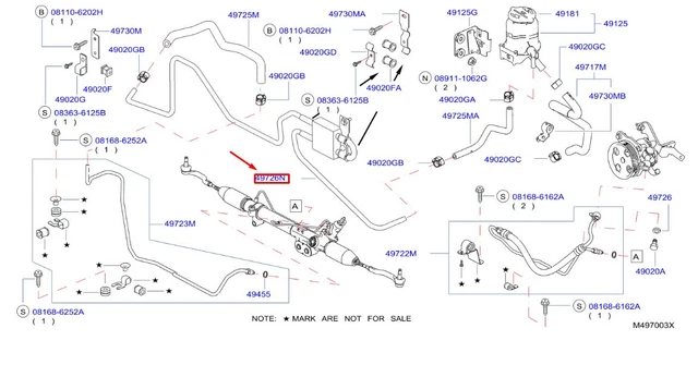 TUBE DE RETOUR de direction assistée NISSAN NAVARA MK3 D23 497264KJ4A ...