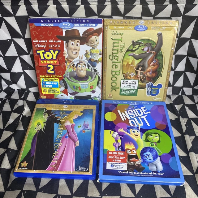 DISNEY BLU-RAY DVD Lot Of 4 Jungle Book Toy Story 2 Inside Out Sleeping ...
