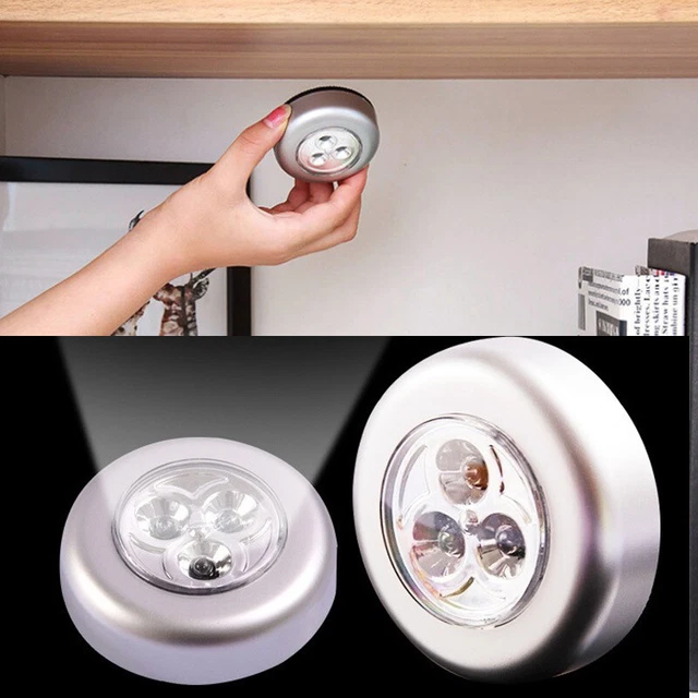 NEW CLICK 8X 3 LED Touch Push On Off Light Self Stick On Battery Button ...