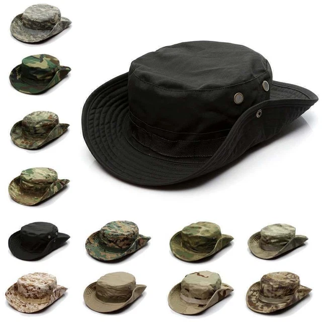MEN WOMEN SUN Hat Bucket Hat Safari Bush Boonie Hat Wide Brim Fishing ...