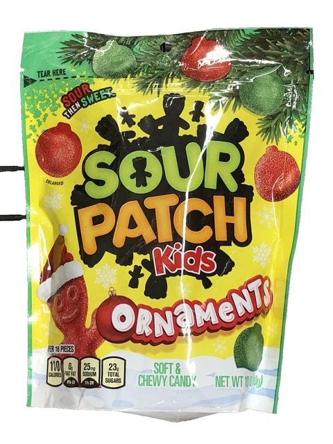 NEW SOUR PATCH Kids Ornaments Soft & Chewy Gummy Holiday Candy 10 Oz ...
