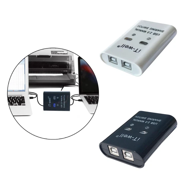 USB PRINTER DEVICE Data Transfer Splitter Manual Switch Off Hub for 2 ...