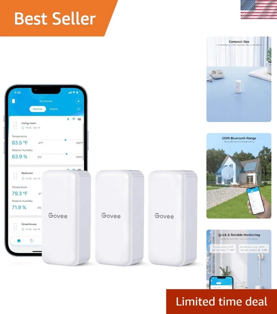 SMART TEMPERATURE & Humidity Sensor Pack with Bluetooth Alerts and ...