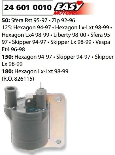 BOBINE PIAGGIO ZIP-SPHÈRE Rst 50/Hexagon Lx-Lxt- Vespa ET4-SFERA 125 ...