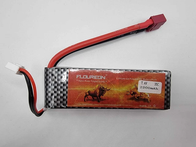 FLOUREON 7.4V 2200MAH T Plug LiPo 2S 35C Rechargeable RC Battery £24.99 ...