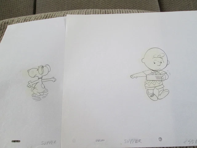 PEANUTS PRODUCTION CEL pencil Drawing 10 drawings Snoopy, Charlie Brown ...