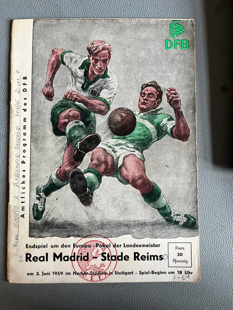 ORIGINAL 1959 EUROPEAN Cup Final Programme Real Madrid v Stade Reims £ ...