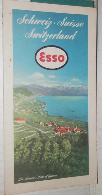 CARTA SCHWEIZ SUISSE SWITZERLAND ESSO 1949 Tedesco Pianta Mappa Viaggi ...