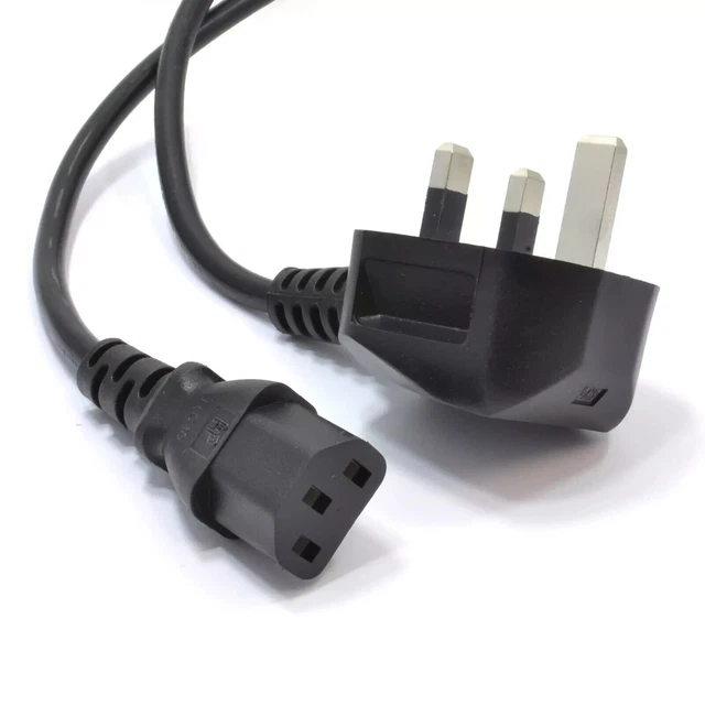 POWER CORD UK Plug to IEC Cable PC Mains Kettle Lead C13 (0.5m/1/1.8/2 ...