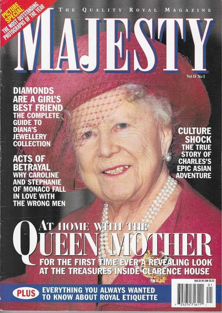 MAJESTY THE QUALITY Royal Magazine Jan 1997 Queen Mother Elizabeth ...