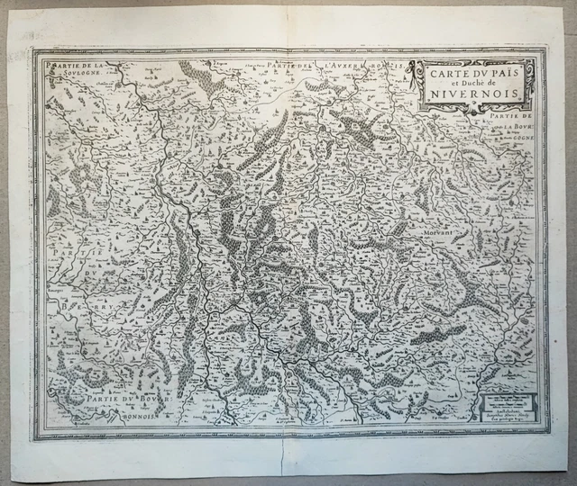 CARTE MERCATOR HONDIUS 1633. CARTE DU PAÏS et du Duché de NIVERNOIS ...