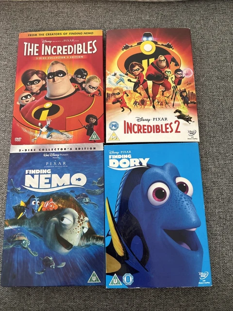 DISNEY PIXAR ANIMATED movie bundle Incredibles I & II and Finding Nemo ...