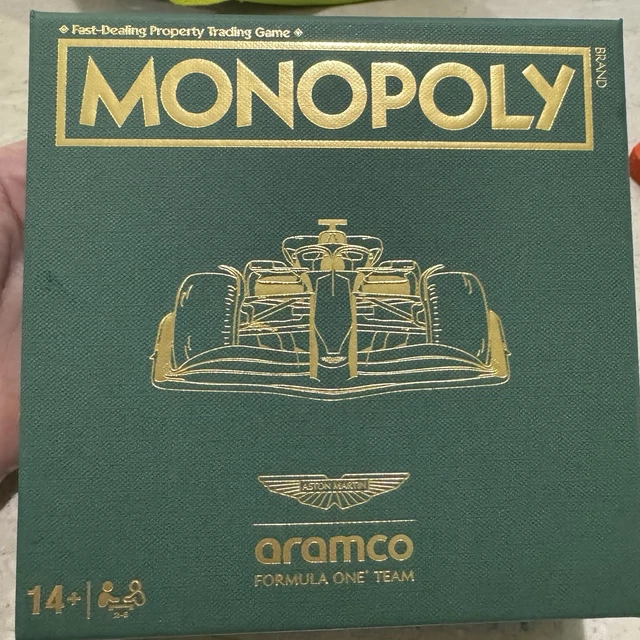 MONOPOLY ARAMCO ASTON Martin Formula One F1 Racing Car Theme Board Game ...