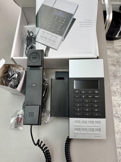 JACOB JENSEN T50 Classic Corded Telephone - Black/Silver + 3 handsets £ ...