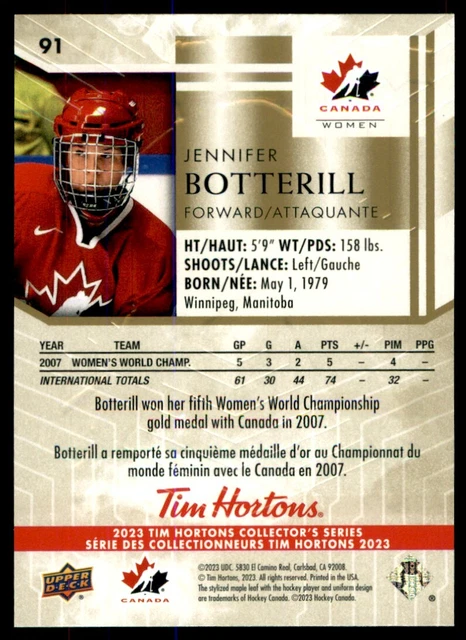 2023-24 PONT SUPÉRIEUR Tim Hortons Jennifer Botterill #91 EUR 1,09 ...