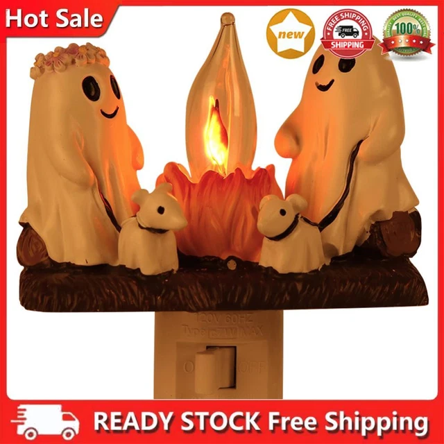 GHOST CAMPFIRE FLICKERING 3D LED Night Light Cute Ghost Halloween Night ... GHOST CAMPFIRE FLICKERING 3D LED Night Light Cute Ghost Halloween Night ...
