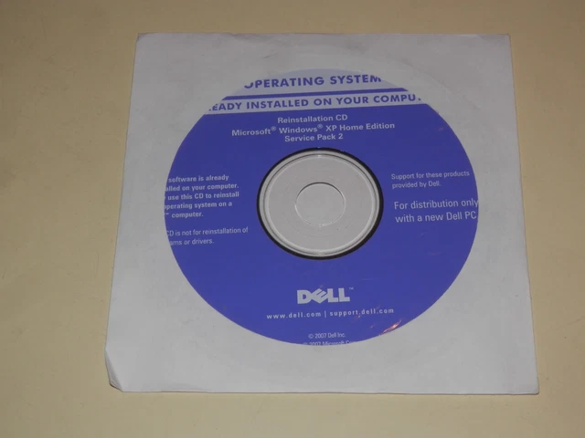 DISQUE CD DE réinstallation Dell Microsoft Windows XP Édition Familiale avec SP2 EUR 8,83 ...