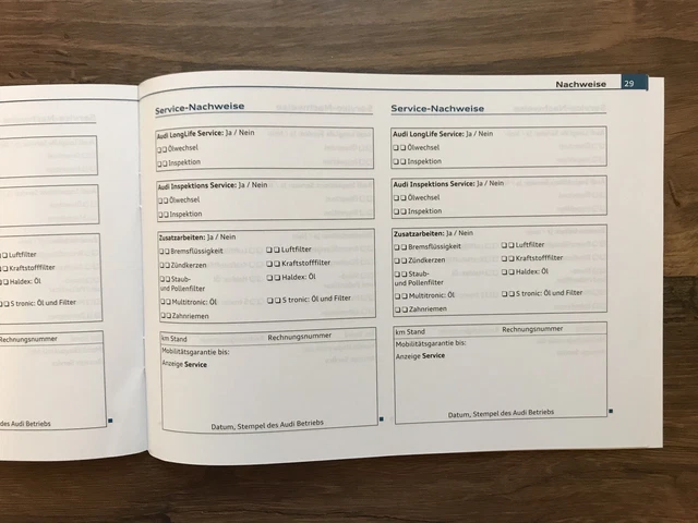 AUDI SERVICEHEFT FÜR A1, A3, A4, A5, A6, A7, A8,Q5, Q7 ab Bj. 12.2009 ...