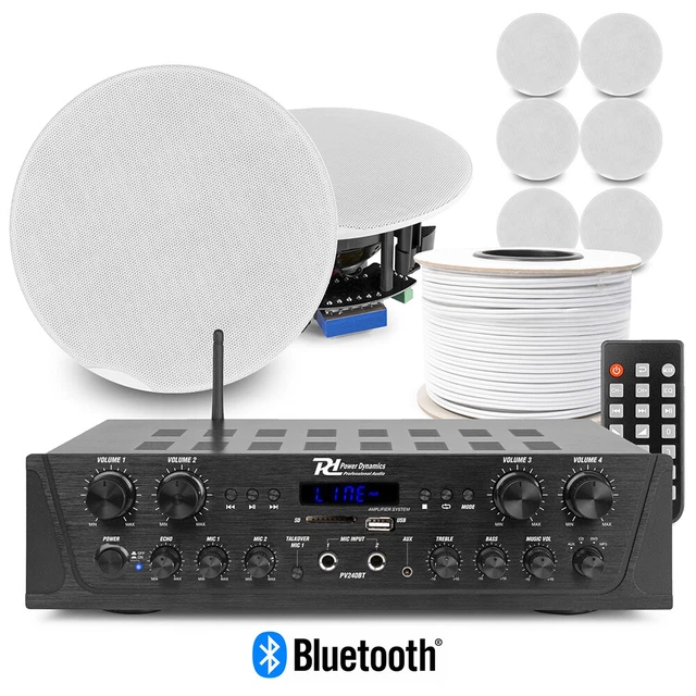 MULTIROOM CEILING SPEAKERS, 4-Zone Amplifier Background Music System ...