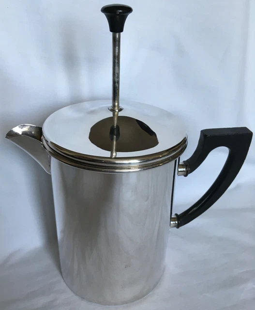 VINTAGE 1950S MELIOR UK 2 Pint Art Deco Cafetiere Silver-Plated ...