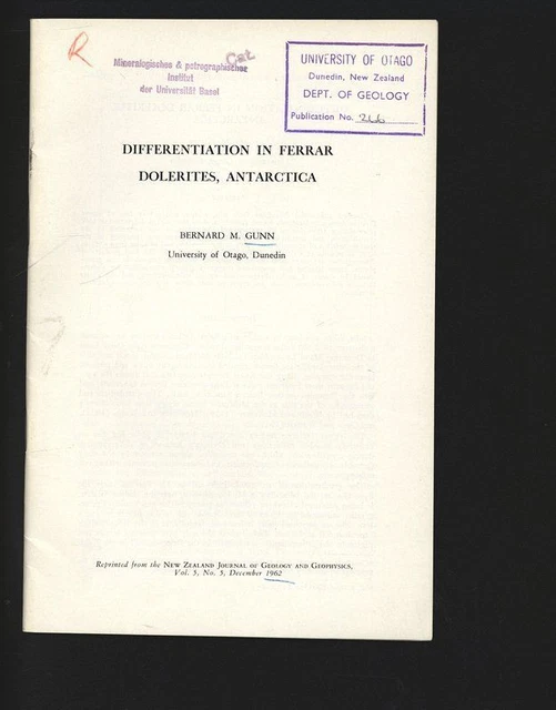 DIFFERENTIATION IN FERRAR Dolerites, Antarctica. Reprinted from the New ...