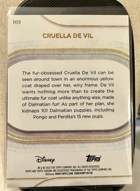TOPPS CHROME DISNEY 2025 - Cruella De Vil £1.78 - PicClick UK