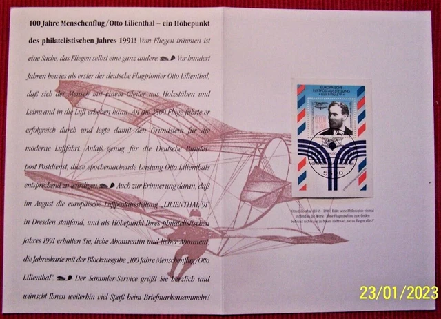 BUND: JAHRESKARTE DES Sammler-Service 1991 Ausgabe der Deutschen Post ...