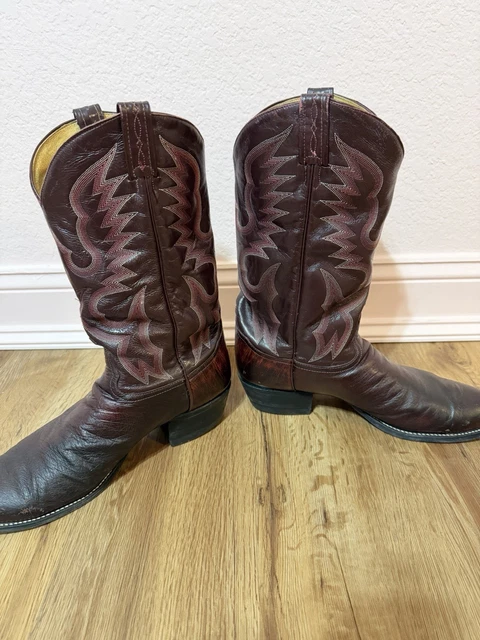 VINTAGE BURGUNDY TONY Lama Smooth Ostrich Boots 12D £151.56 - PicClick UK