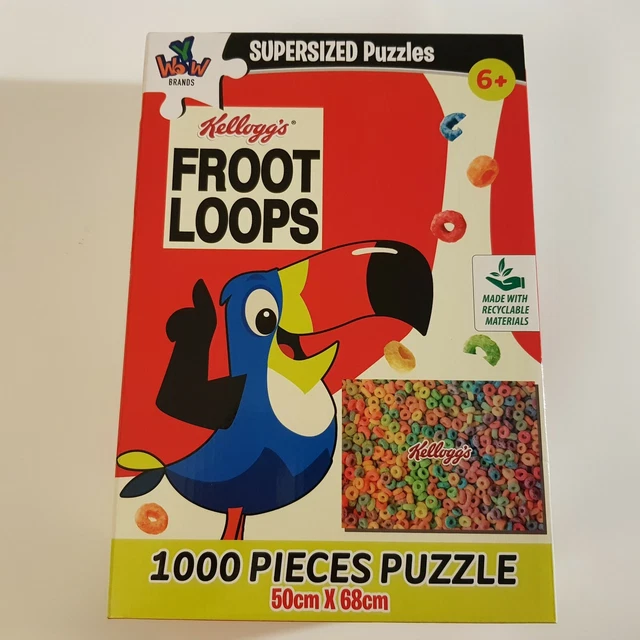 KELLOGGS CEREAL BOX Breakfast jigsaw puzzle Froot Loops 1000pc 68cm ...