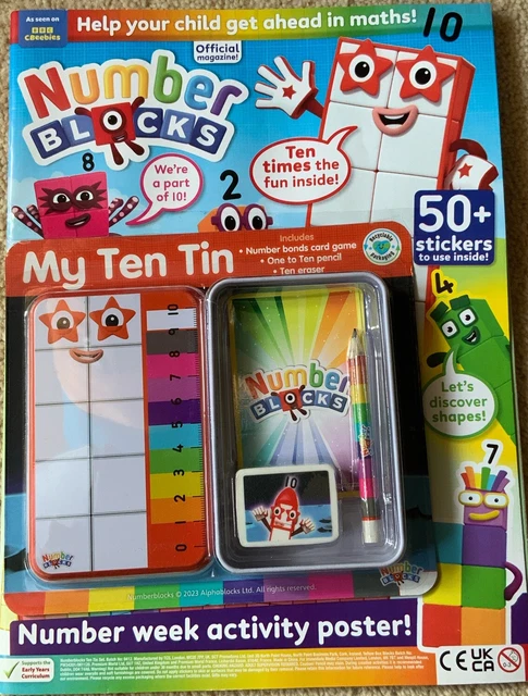 NUMBER BLOCKS MAGAZINE #29 2024 Numberblocks Stickers +My Ten Tin card ...