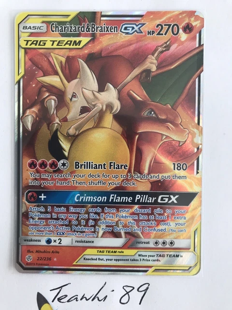 POKÉMON TCG CHARIZARD & Braixen Tag Team GX Sun & Moon - Cosmic Eclipse... EUR 18,16 - PicClick FR
