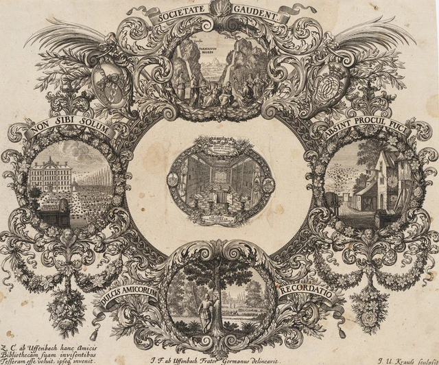 KRAUS (*1655) NACH UFFENBACH (*1687), Emblematische Collage, Rad ...
