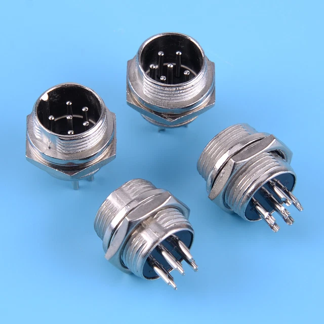 6 PIN MICROPHONE Female Aviation Plug Male Chassis Socket Connector ...