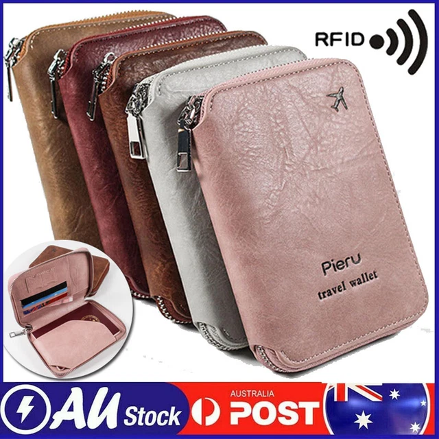 RFID BLOCKING ALUM passport Case Wallet Anti Theft Security Leather ...