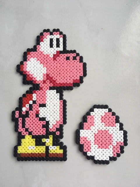 PIXEL ART / Pink Yoshi Iron Beads + Pink Egg £4.30 - PicClick UK