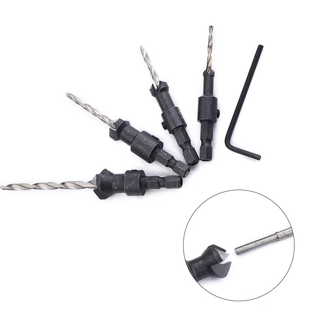 EFFORTLESS DRILLING 4PCS HSS Countersink Drill Bit Set for Woodworking ... EFFORTLESS DRILLING 4PCS HSS Countersink Drill Bit Set for Woodworking ...