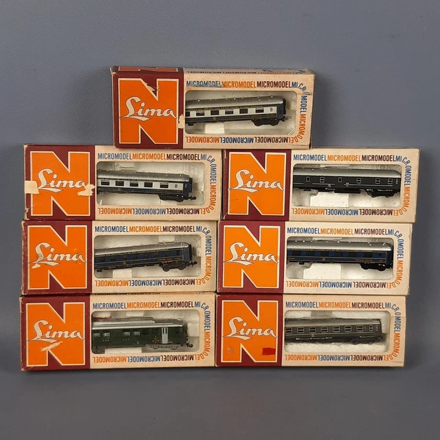 LOTTO 6 CARRIAGES And Locomotive Lima Micromodel Scale N With Boxes ...